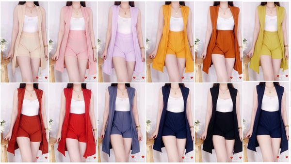 3in1 Sleeveless Blazer, Short and Sando Set Elegant Casual Coordinates ...