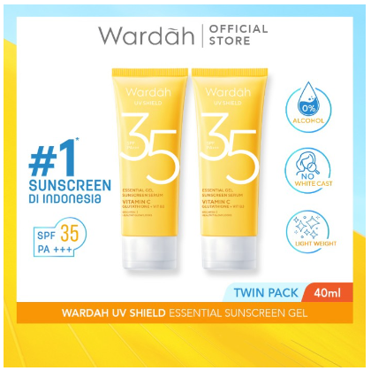 [ SPF 35 ]WARDAH UV SHIELD ESSENTIAL SUNSCREEN GEL SPF 35 PA +++ 40 ML ...