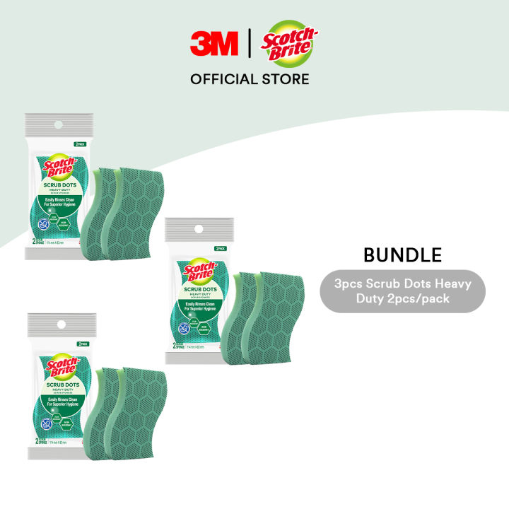 [BUNDLE OF 3] 3M™ Scotch-Brite® Heavy Duty Scrub Dots, Rinses Fast and ...
