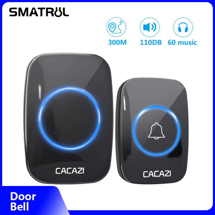 SMATRUL Wireless Doorbell,300M Range Smart Home Door Bell 60 Chime Ring ...