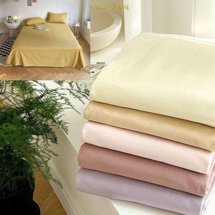 Solid Color Flat Sheet Single Double Queen King Super King Size Bed