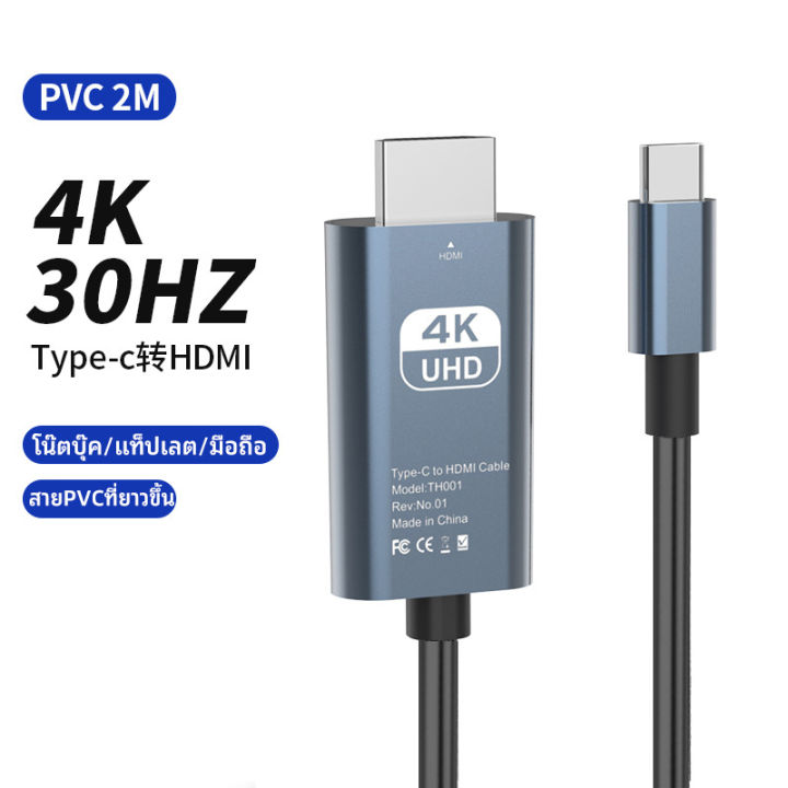 USB C ถึงสาย HDMI 4K ประเภท C HDMI Thunderbolt 3 Converter สำหรับ ...