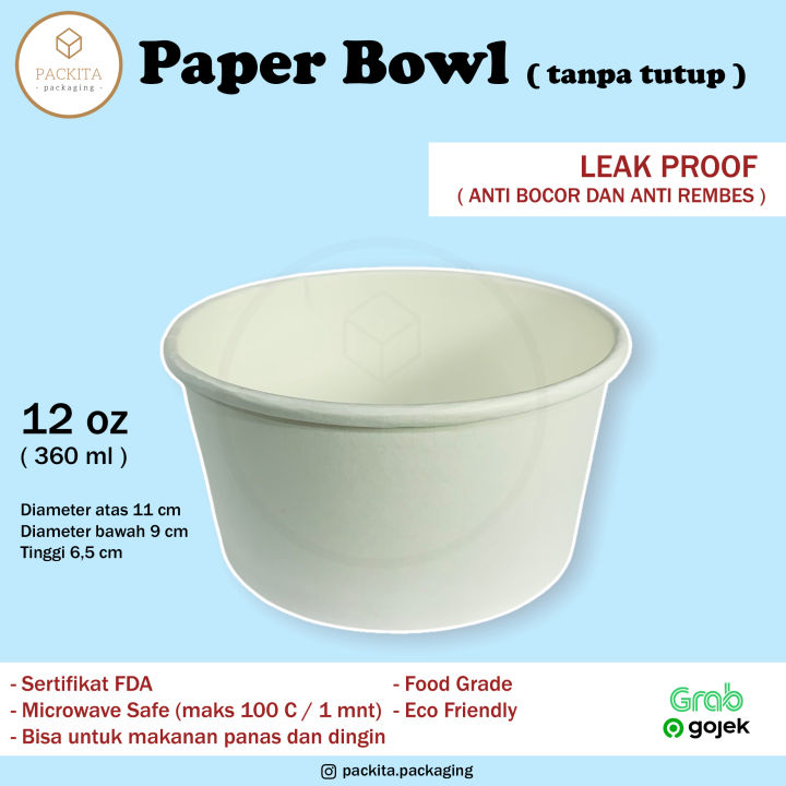 Paper Bowl / Mangkok kertas POLOS 12 Oz 360 ml (50 pcs) | Lazada Indonesia
