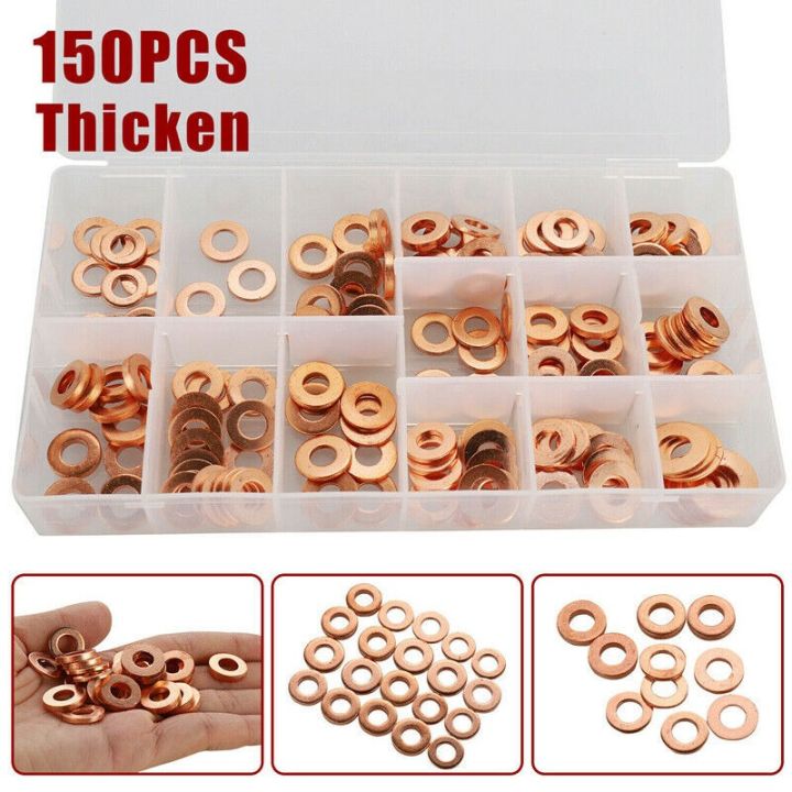 150pcs Copper Diesel Injector Washers Fuel Set Seal Rings Assortment ...