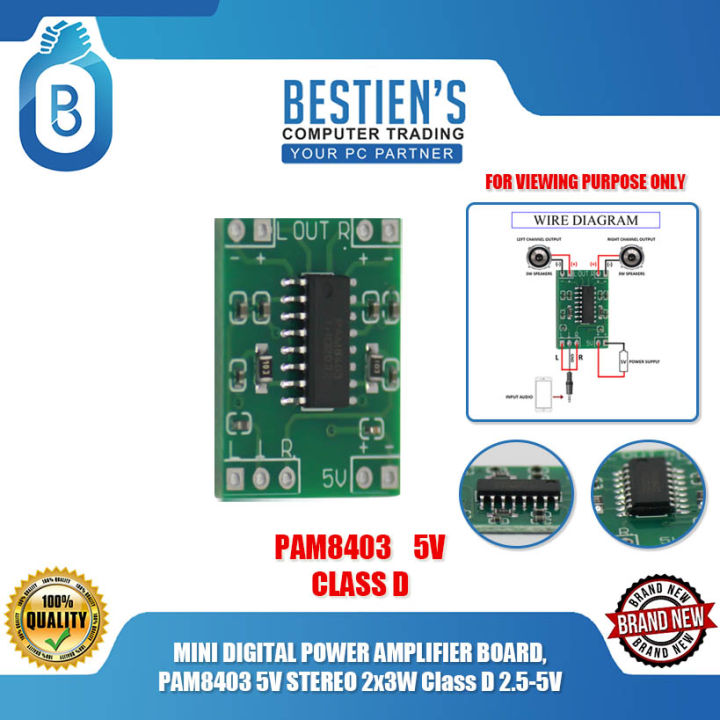 MINI DIGITAL POWER AMPLIFIER BOARD, PAM8403 5V STEREO 2x3W Class D 2.5 ...