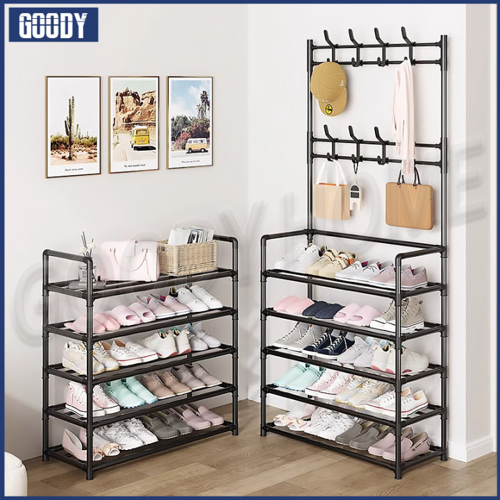 Goody Multifunctional 4 Tier Shoe Rack Organizer Simple Floor Coat Rack ...