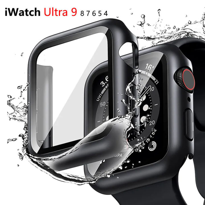 Tempered Glass+cover For Apple Watch Accessories 45mm 41mm 44mm 40mm ...