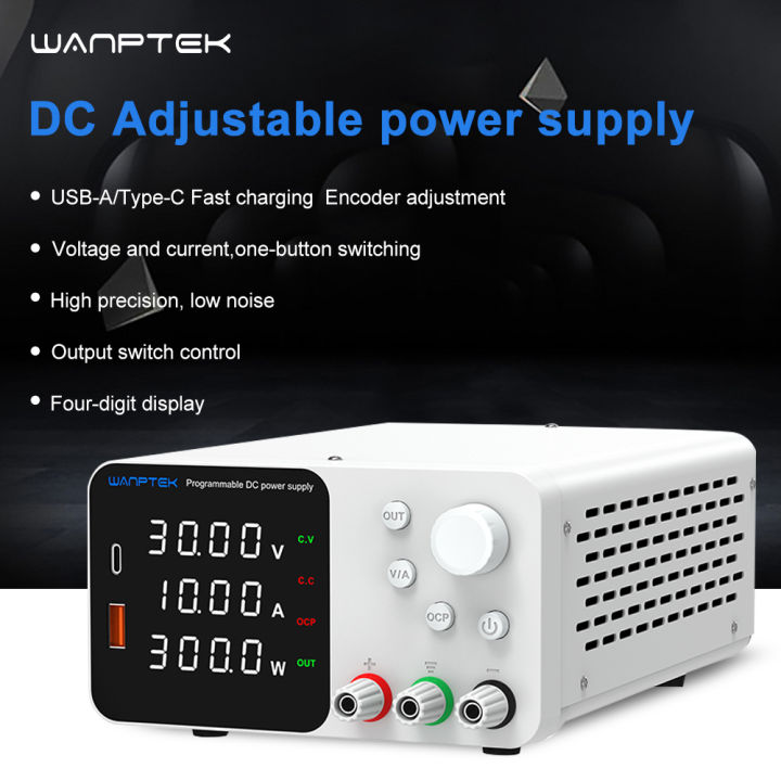 WANPTEK Lab Bench Power Supply DC Power Supply Unit 300W EU Plug Laboratory Switching 30V 10A ...