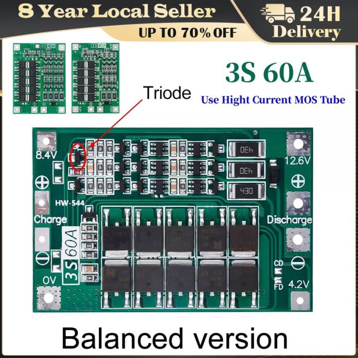 3S/4S 40A 60A Li-ion Lithium Battery Charger Protection Board 18650 BMS ...