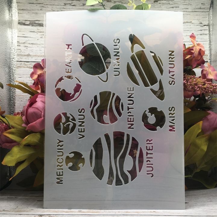 A4 29cm Solar System Planets DIY Layering Stencils Wall Painting Scrapbook Coloring Embossing ...