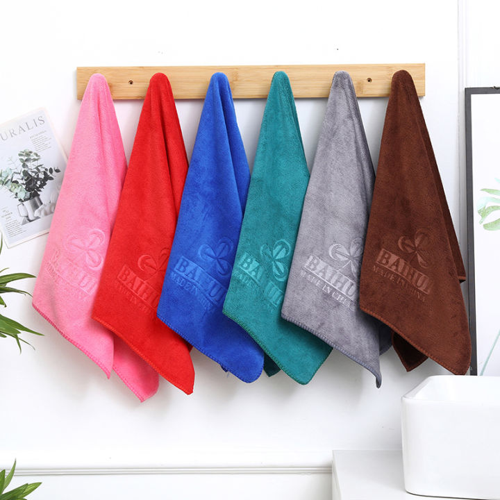 ผ้าเช็ดหน้า ผ้าเช็ดผม ผ้านาโน ปั้มลาย BAIHUI 🎀【 ขนาด 35 x 75 cm. 】 ผ้า ...