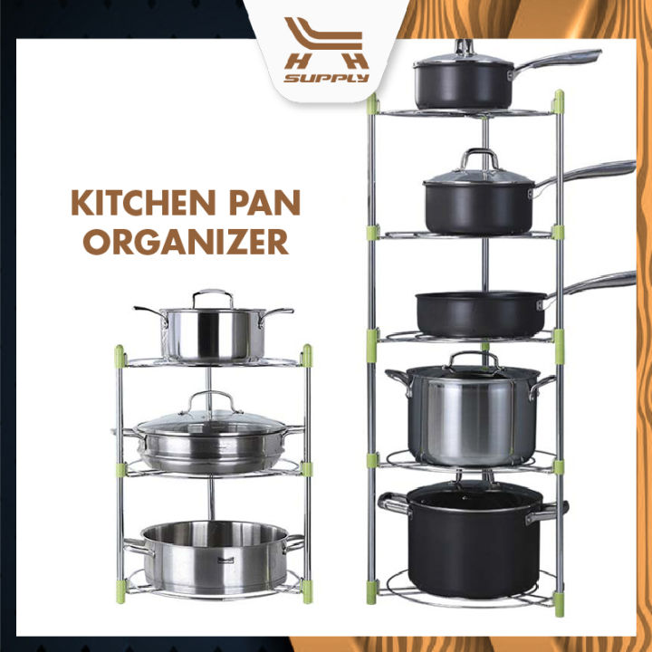 LH 3/5 Layer Stainless Steel Kitchen Rack Storage Pan Pot Organizer ...