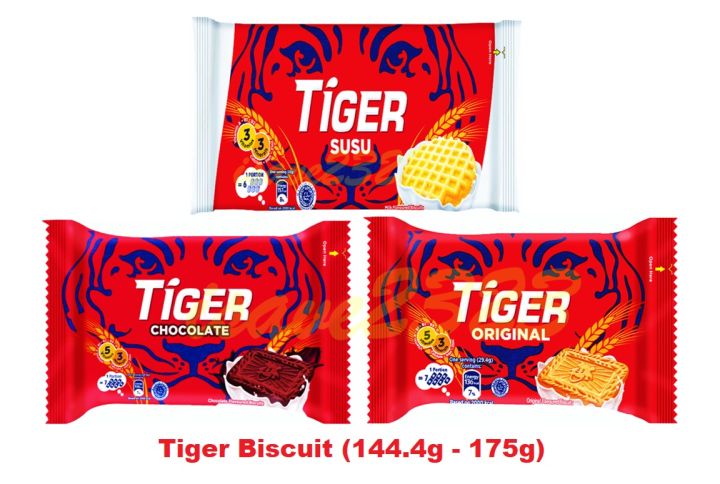[HALAL] Tiger Biscuit (159.6g & 175g) - Chocolate / Original / Susu ...
