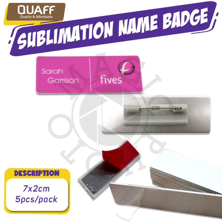 Magic photo QUAFF Sublimation Metal Name Badge with Adhesive Pins 7x2cm ...