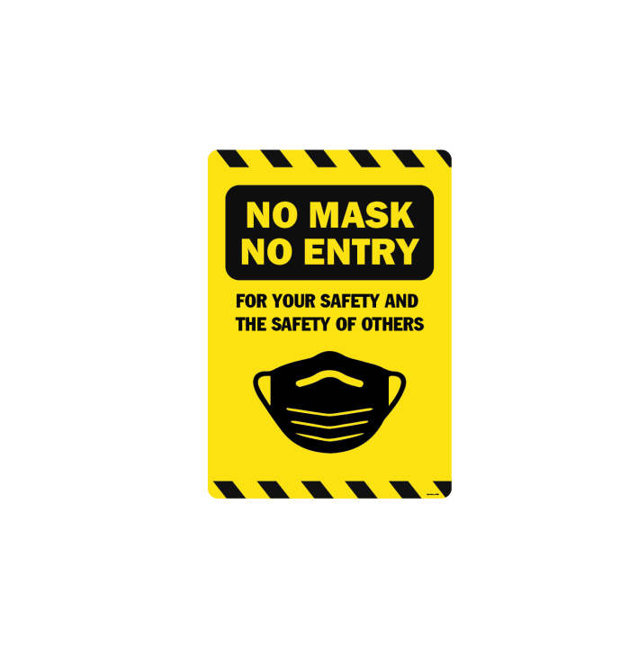 No Mask No Entry Sign Vinyl Sticker Size: 7"W x 10"H For your safety ...