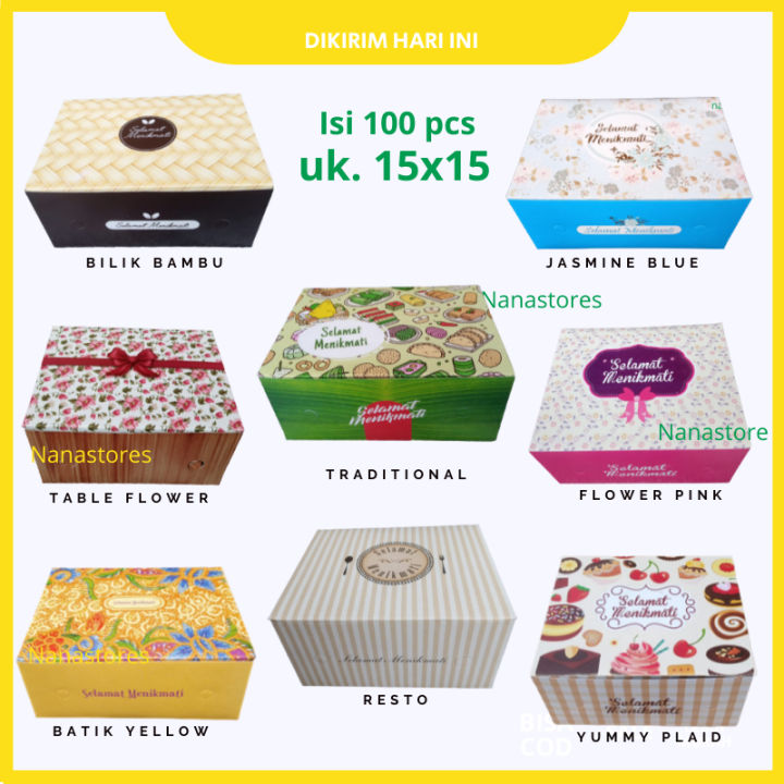 100 Pcs Dus Kue Ukuran 15x15, Snack Box 15x15 | Lazada Indonesia