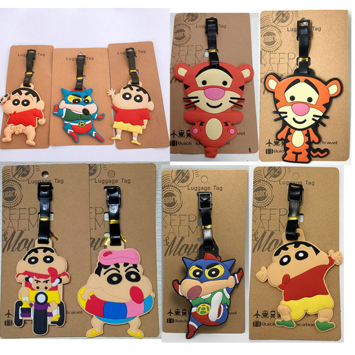 Japanese Anime Crayon Xiaoxin Luggage Tag Cartoon Cute Tigger Bear Bag ...