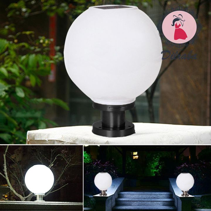 panda Adjustable three-color Solar light round spherical pillar light ...