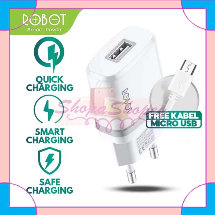 Charger FAST CHARGING ROBOT RT-K7 White - Free Kabel MICRO USB | Lazada ...