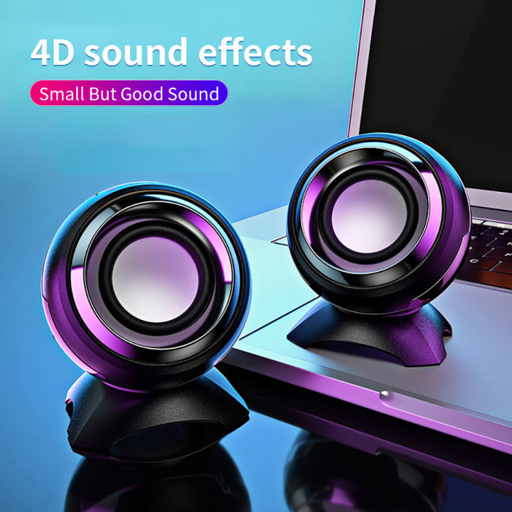Creative 3.5mm & USB Adapter Wired Mini Computer Speaker Q8 Bass Stereo ...