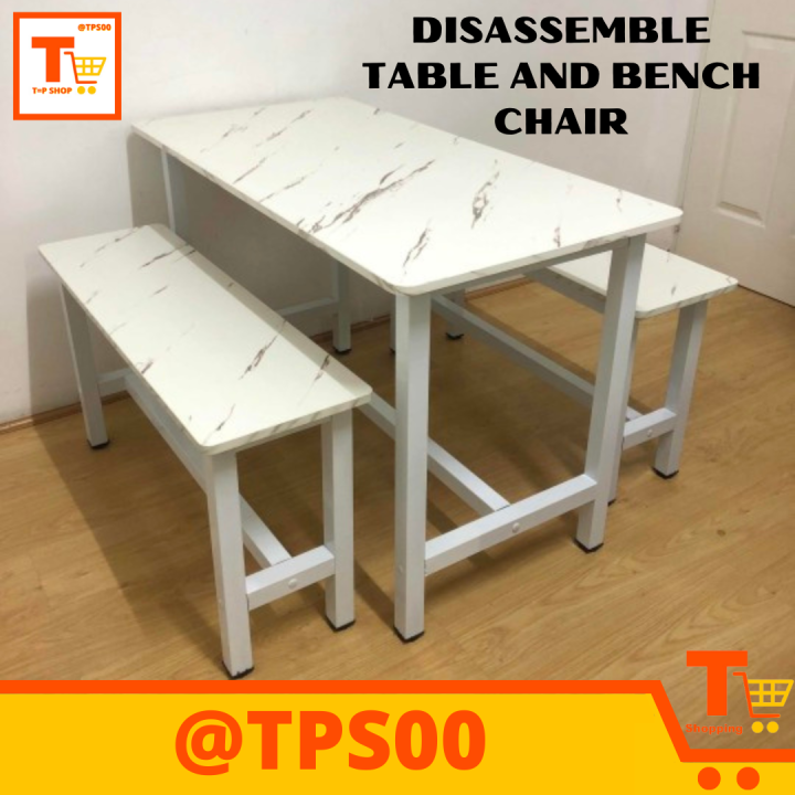 DISASSEMBLE DINING TABLE/ OFFICE TABLE AND LONG BENCH SEAT/CHAIR [METAL ...