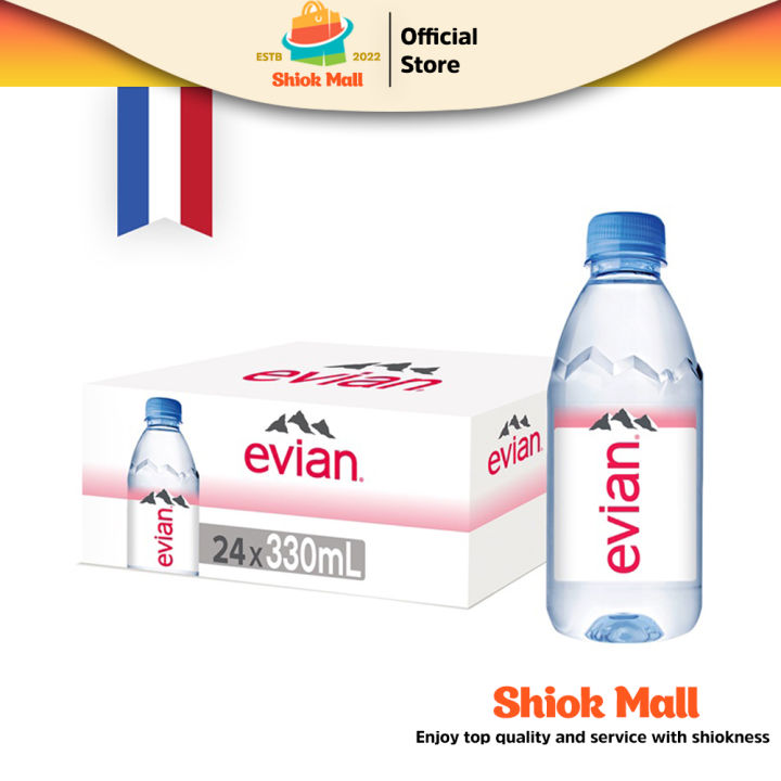 Evian Natural Mineral Water 330ml x24 -Shiok Mall | Lazada Singapore
