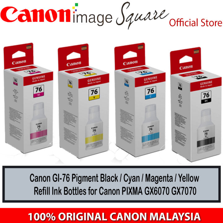 Original Canon GI-76 INK (Pigment Black/Cyan/Magenta/Yellow) GI76 Toner ...