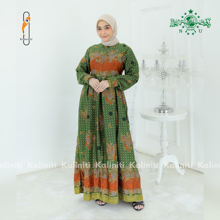 GAMIS MUSLIMAT NU SEMI SUTERA SERAGAM PENGAJIAN JUMBO MODERN FULL KARET ...