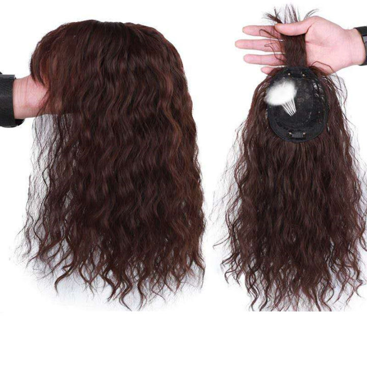 Head Hair Patch Fake Bangs Artificial Hair Wig Female Corn Hot Curly ...