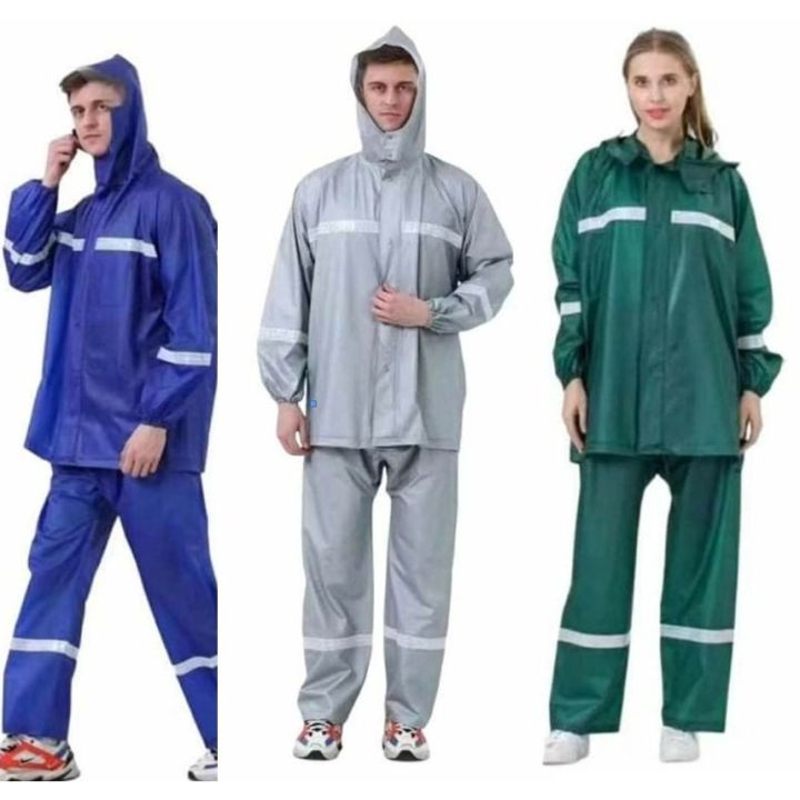 Immediate delivery rubberized titanium raincoats kapote with reflectors ...