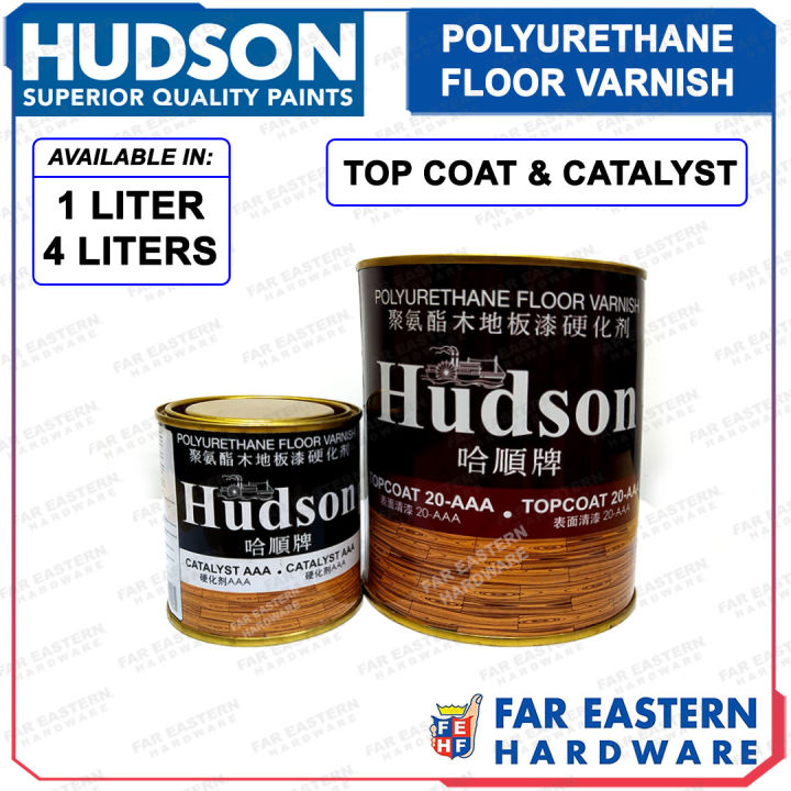 HUDSON Top Coat & Catalyst PU Polyurethane Floor Paint Varnish 1L 4L ...