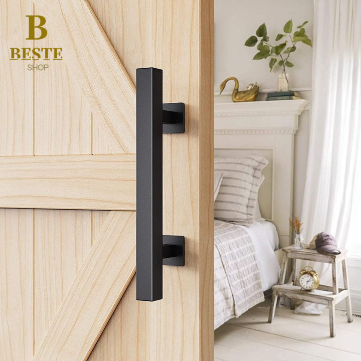 HOL 12 Inches Black Carbon Steel Heavy Duty Sliding Barn Door Pull ...