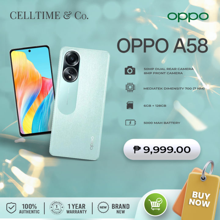 OPPO A58 6Gb + 128Gb | Dazzling Green, Glowing Black | Lazada PH