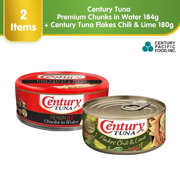 Century Tuna Premium Chunks in Water 184g + Century Tuna Flakes Chili ...