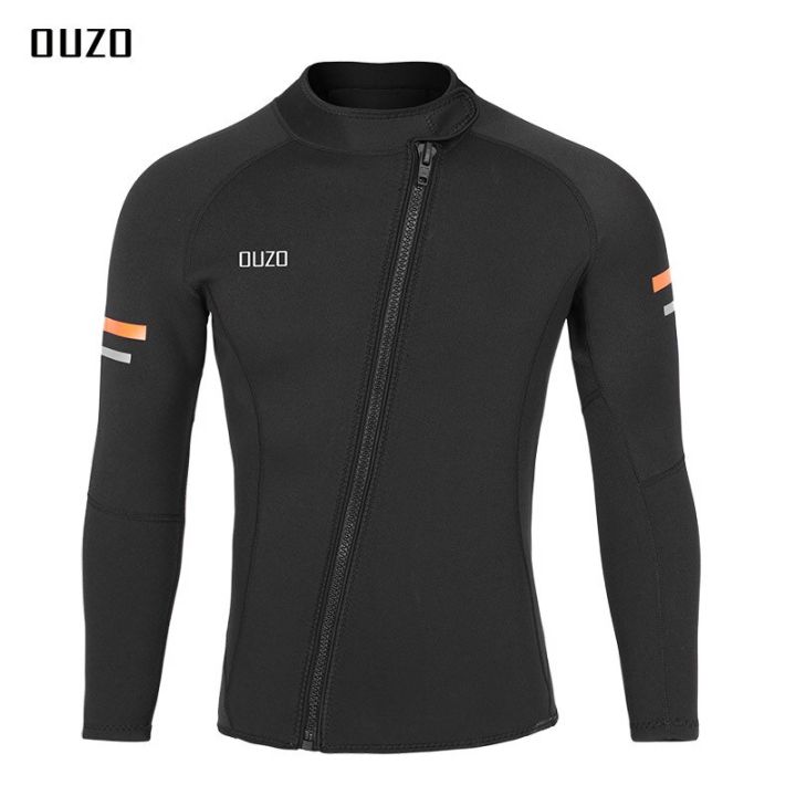 Wetsuit Top Men's 1.5mm Neoprene Wetsuits Jacket Front Zipper Long Sleeves Diving Suit For ...