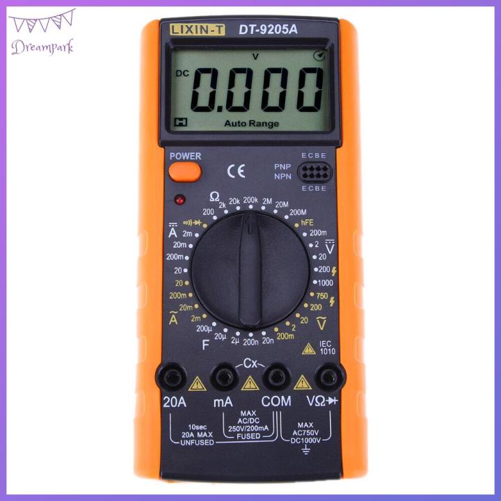 DT9205 การป้องกันมัลติมิเตอร์แบบดิจิตอลแอมมิเตอร์เครื่องทดสอบความจุกระแสไฟฟ้า | Lazada.co.th