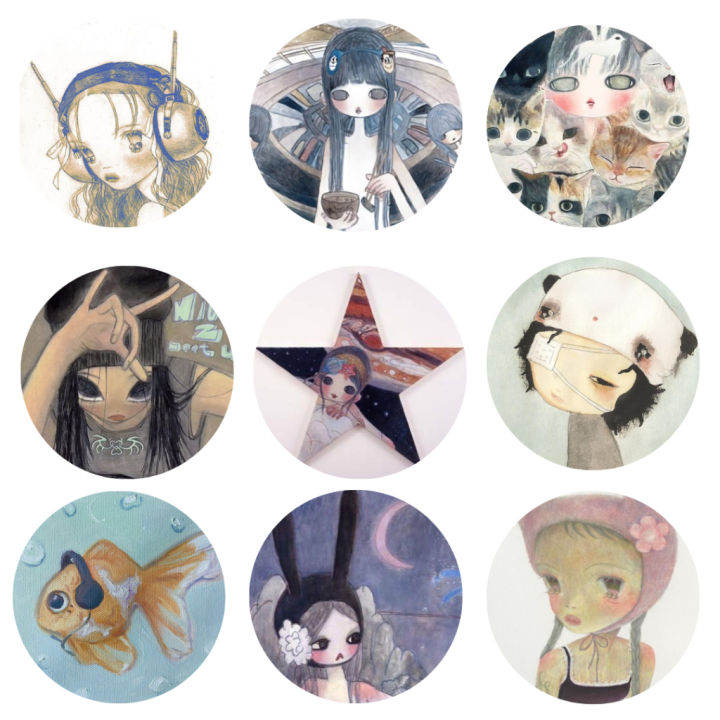 Japanese Modern Art Aesthetic Tinplate Pin Cute Button Pins Customize