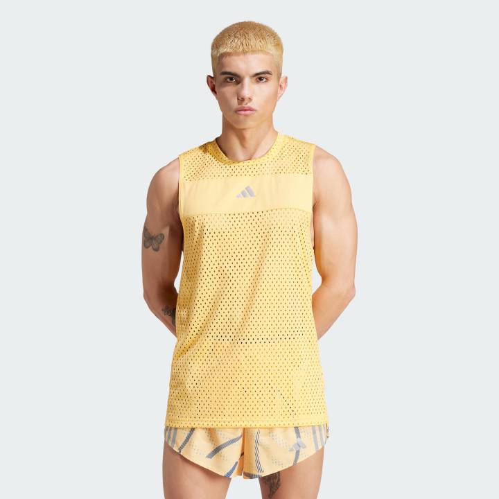 adidas วิ่ง เสื้อกล้าม Break the Norm ผู้ชาย สีเหลือง IQ3830 | Lazada.co.th