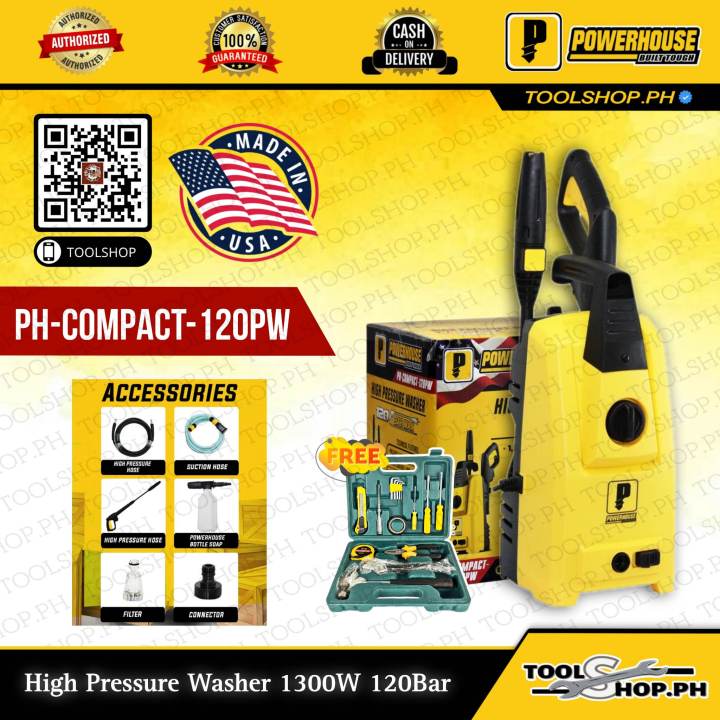 POWERHOUSE 120 BAR High Pressure Washer Sprayer 1300W PH-COMPACT-120PW ...