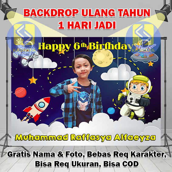 Backdrop Ulang Tahun Anak Karakter Ukuran 1 x 1,5 Meter / Backdrop ...