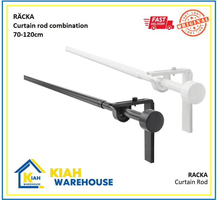 Curtains RACKA (Dia.19mm) Rod Combination 70-120cm Complete Set Single ...