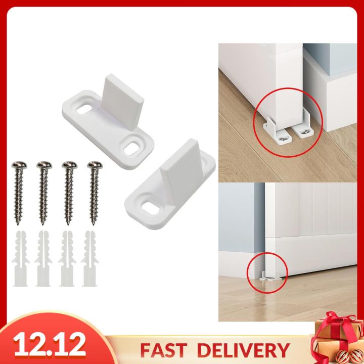 Gispark Set of 2 Adjustable Sliding Barn Door Floor Guides Bottom Track ...