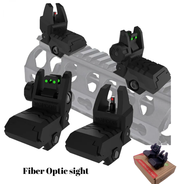 New Double Folding Fiber Optic Sight Tactical Decoration Nylon Machine Aiming Optical Fiber ...