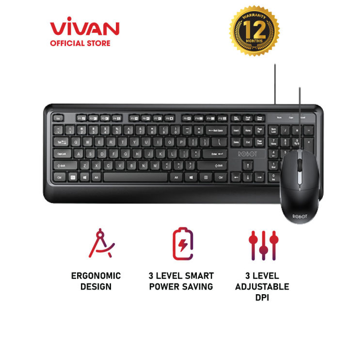 KM2600 Wired Keyboard and Mouse Combo Set for Computer/Laptop Original ...