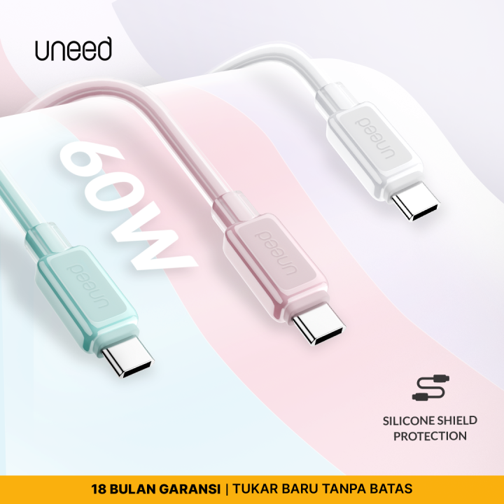 UNEED Jelly Silicone Data Cable QC PD 60W Type C to Lightning / Type C ...
