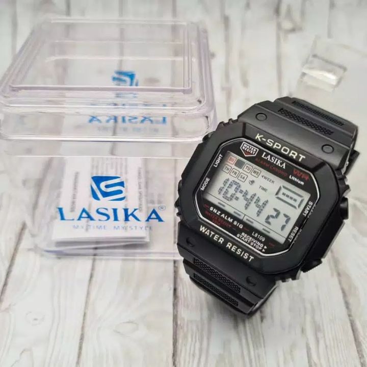 Jam tangan digital segi tahan air Lasika, jam tangan kasual sport pria ...