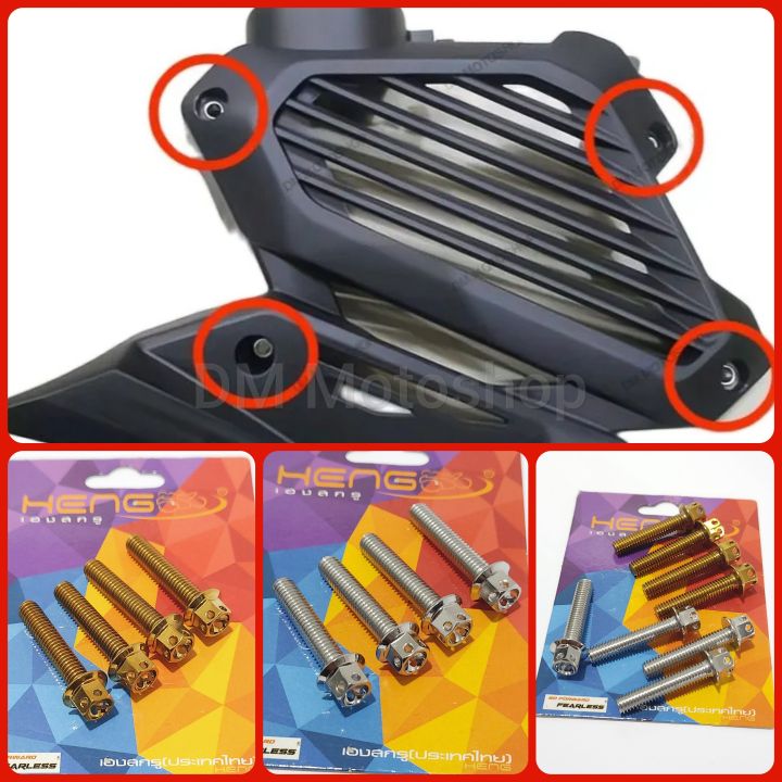 "Heng Gold/White Radiator Cover Bolts - Set of 4, 6mm for Yamaha MXi ...