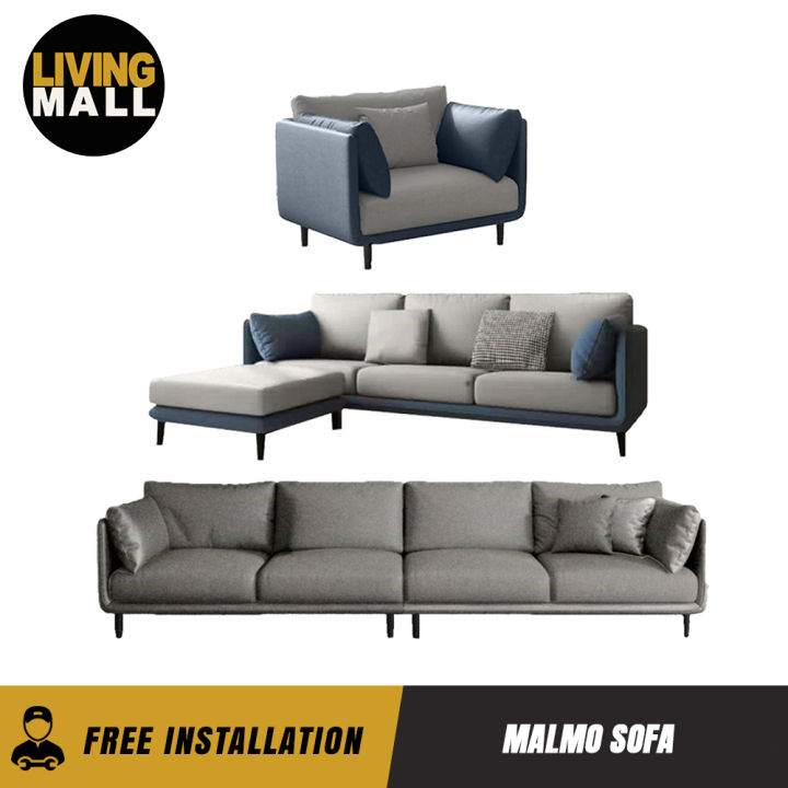 Living Mall Malmo Minimalist Series Fabric/Faux Leather Sofa 1/2/3/4 ...