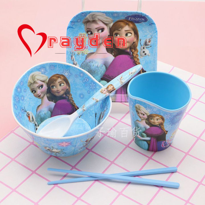 Frozen 5 Pcs Set Children Cartoon Durable Tableware Meal Dishes ...