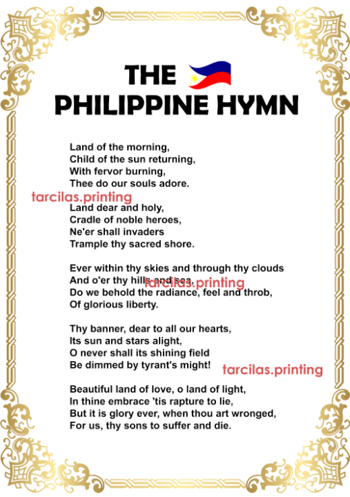 Lupang Hinirang English Chart A4 Laminated High Print Quality | Lazada PH